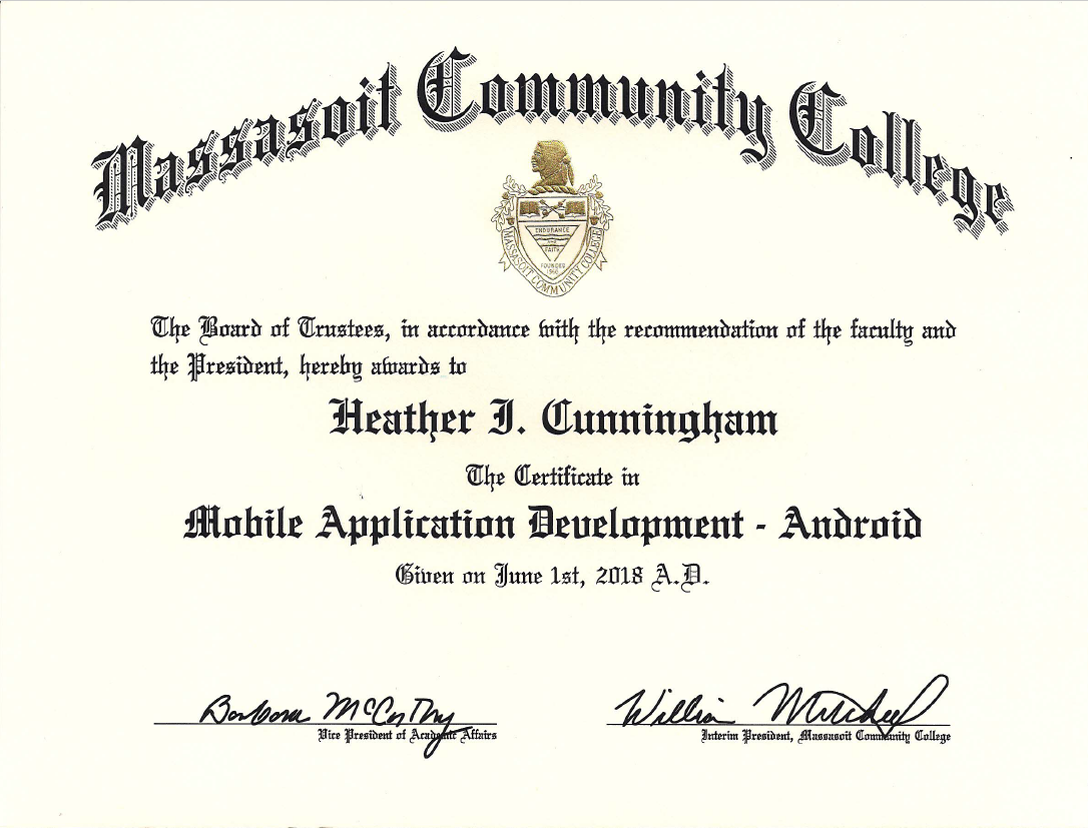 Android Development Certification | Heather Irene Cunningham's
